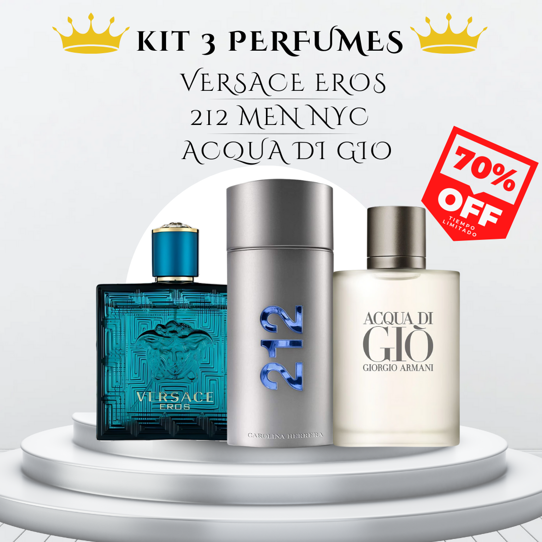 COMBO OFERTA X3: ACQUA DI GIO | CH 212 MEN NYC | VERSACE EROS – Ecuador